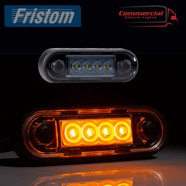 Amber LED Marker Light Dark Lens Flat/Curved Fit Rubber Gasket – In ...